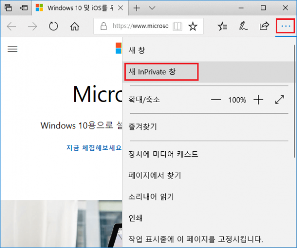 [윈도우 10] 마이크로소프트 엣지 InPrivate 창 사용하기 – 유발(Jubal)